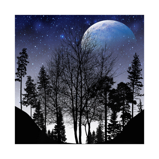 full moon pine trees