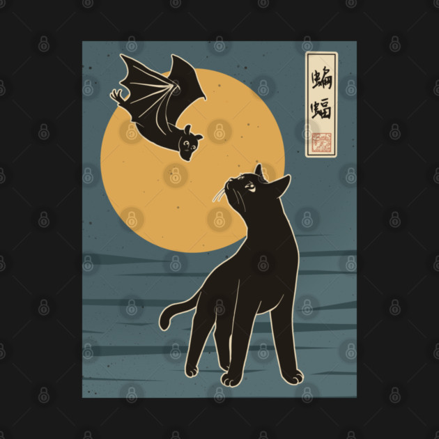The Cat with Batty - Cat - T-Shirt | TeePublic