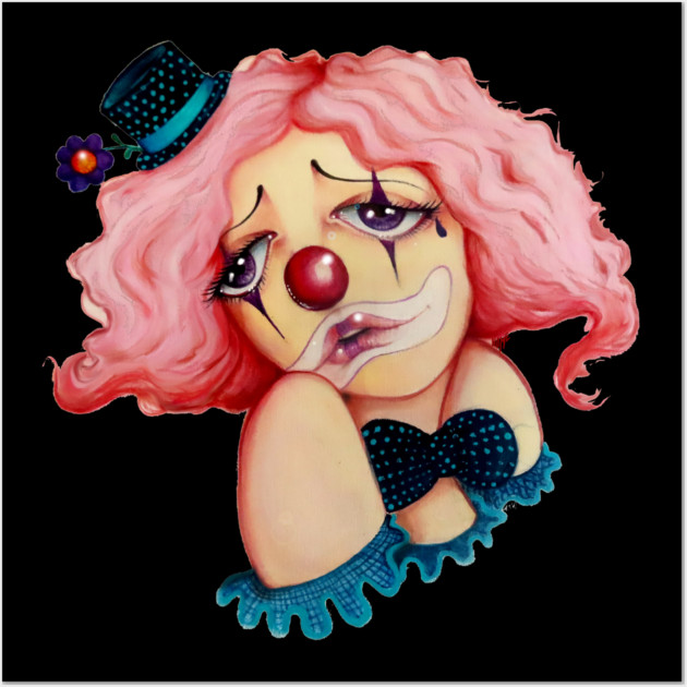 sad girl clown drawing