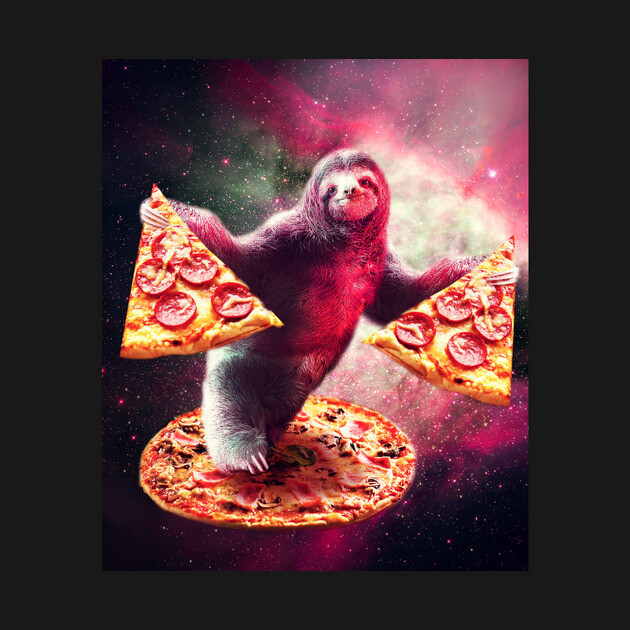 sloth with pizza