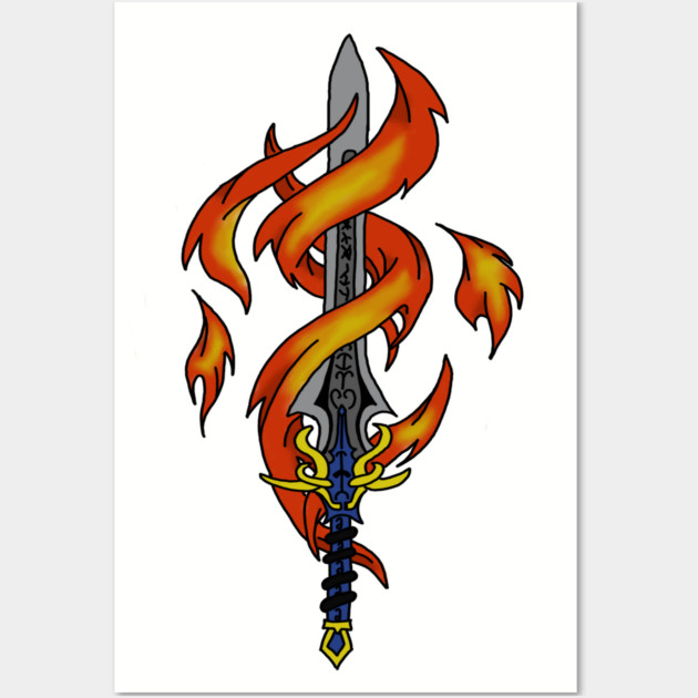 flaming sword drawing