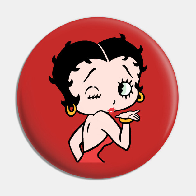 Betty Boop Kiss (Color) - Betty Boop Kiss Wink Color - Pin | TeePublic
