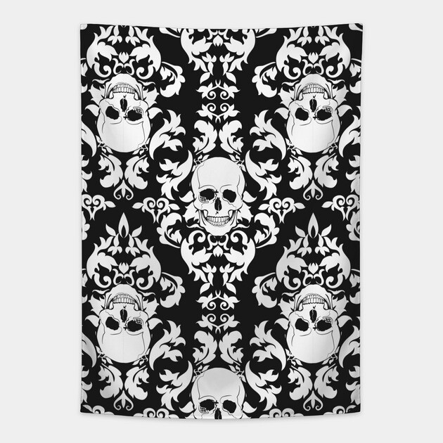 skull damask stencil