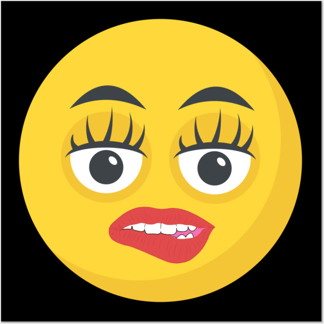 smiley face biting lip