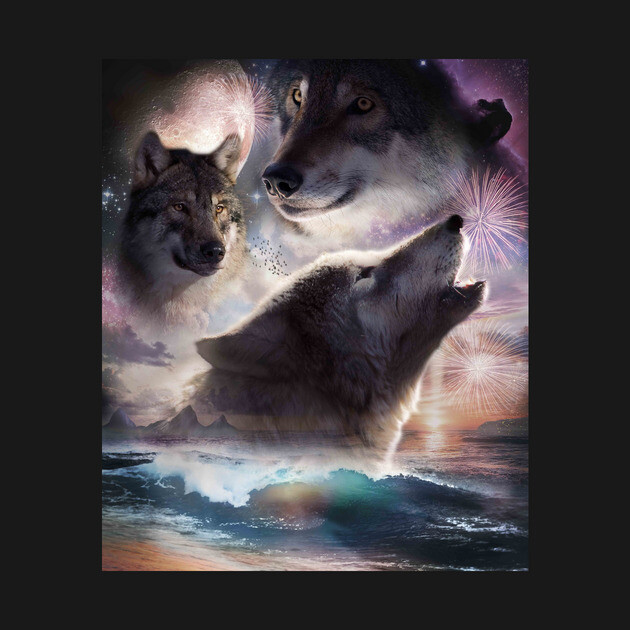 three wolves howling