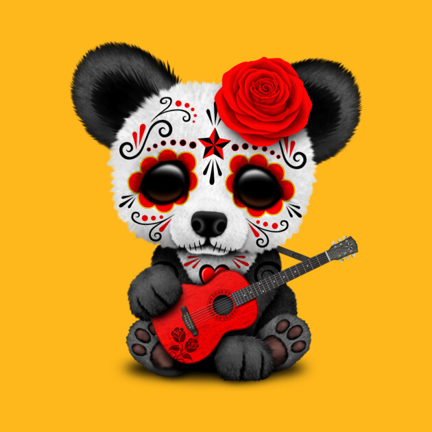 red panda playing guitar