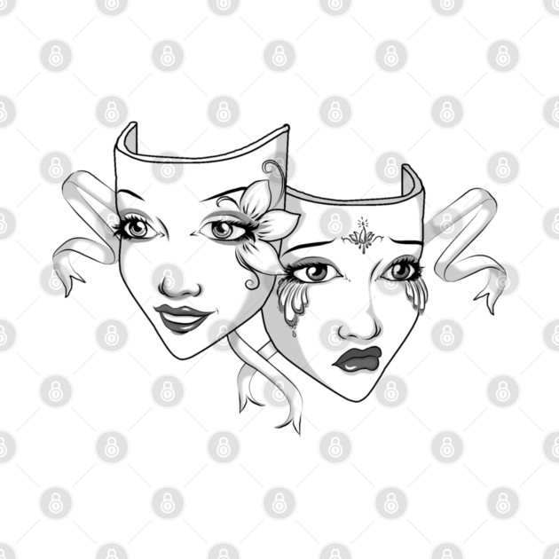 drama masks drawing tutorial