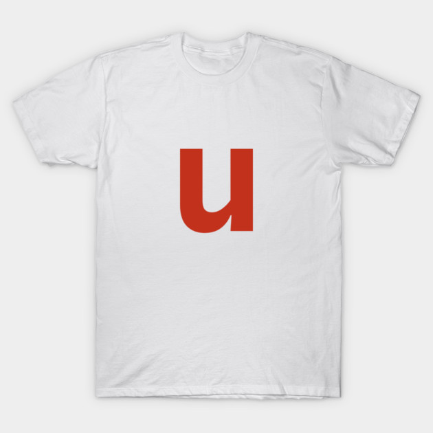 Letter u in Red Text Minimal Typography - Red - T-Shirt | TeePublic