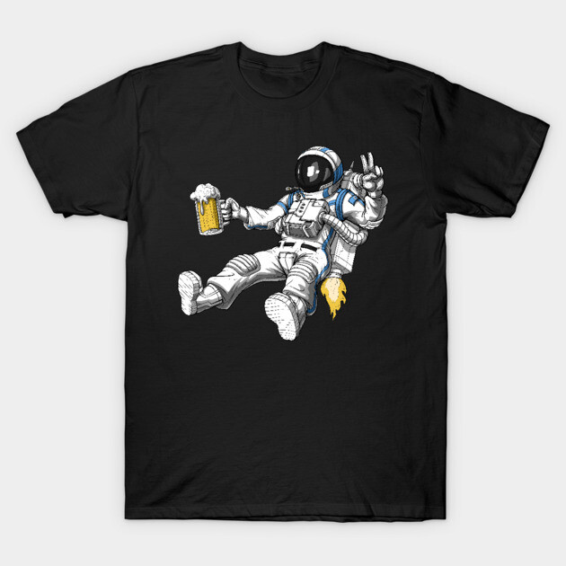 astronaut drinking beer