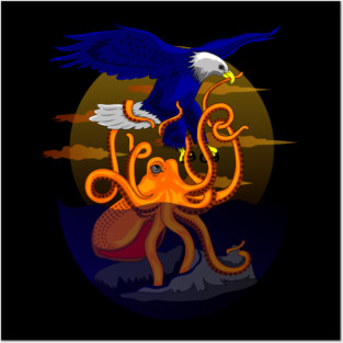bald eagle and octopus