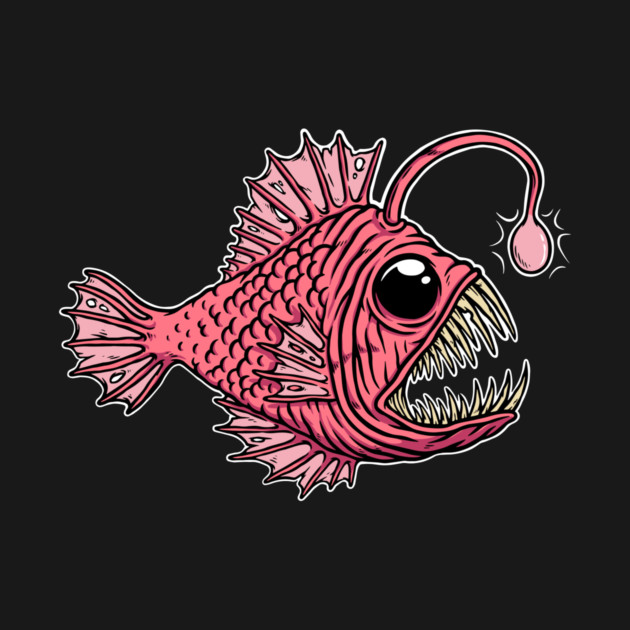 Gnarly Angler Fish Illustration // Ugly Anglerfish // Deep Sea Fish ...