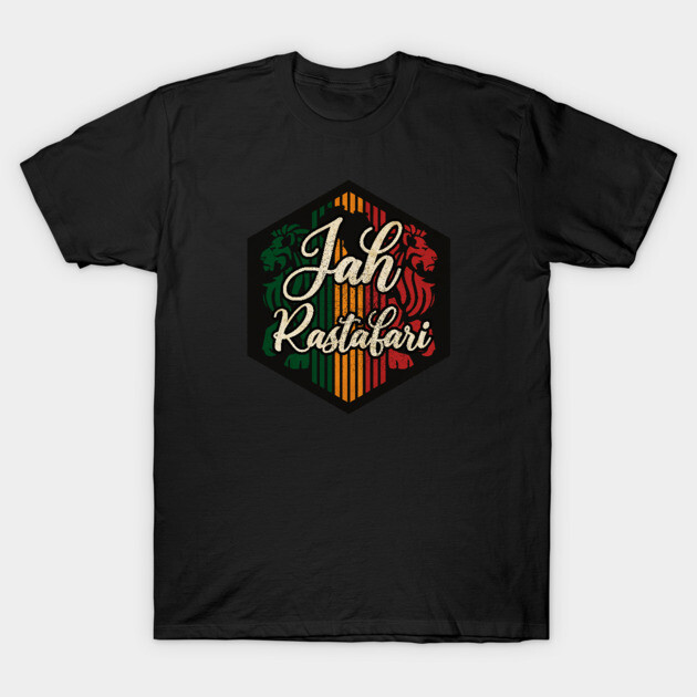 Jah Rastafari Shield - Rastafari - T-Shirt | TeePublic