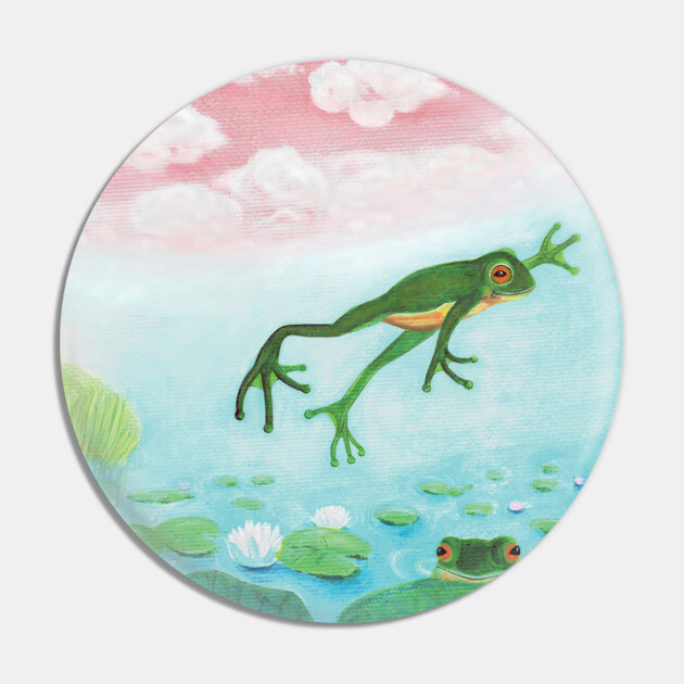 frog jumping into pond