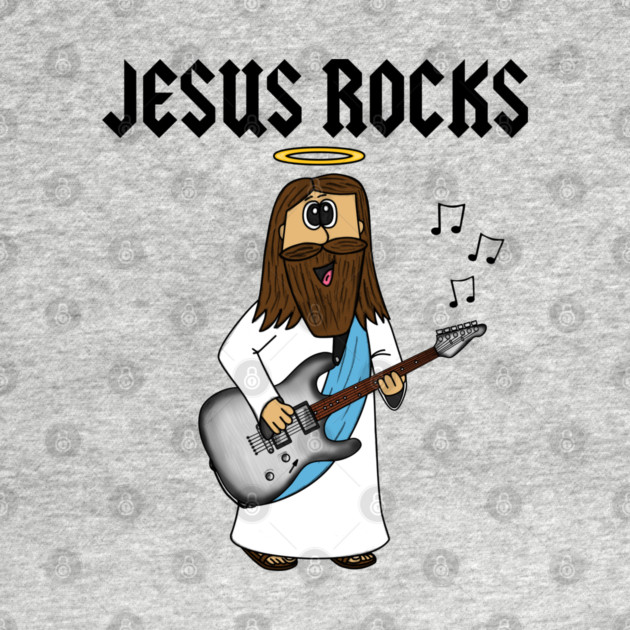 Jesus Rocks, Electric Guitar Christian Guitarist Church Funny - Jesus ...