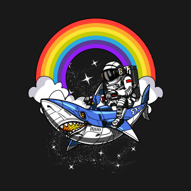 Space Astronaut Riding Shark - Space Astronaut Riding Shark - T-Shirt ...