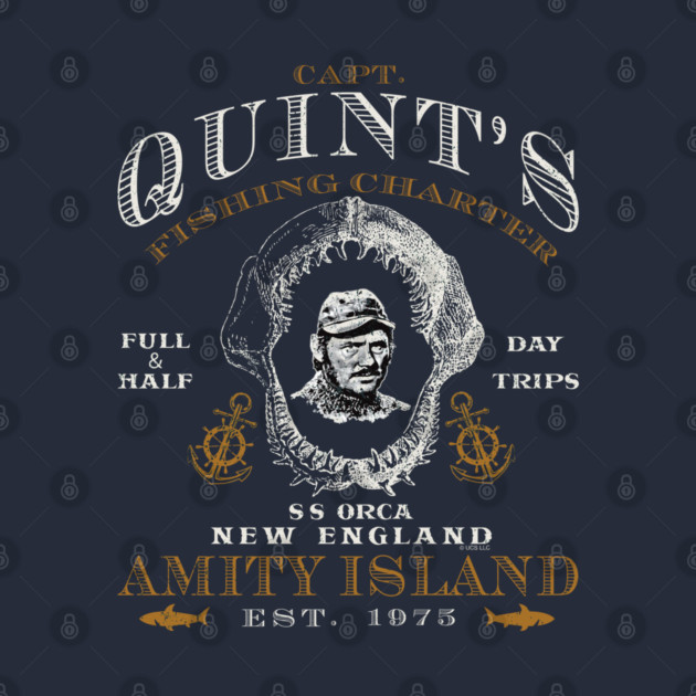 Captain Quint's Jaw Skull - Quint Shark Fishing - T-Shirt | TeePublic
