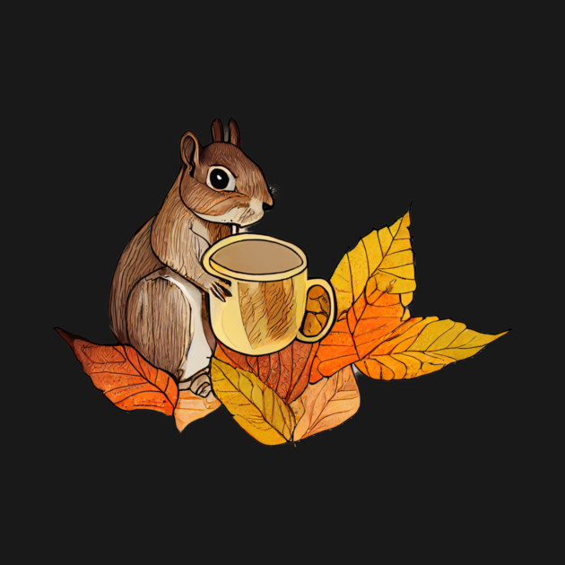 squirrel drinking coffee cartoon