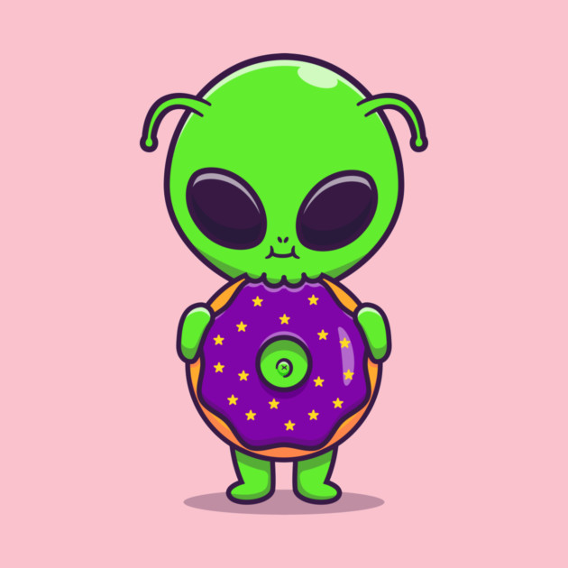 Cute Alien Eating Doughnut Cartoon - Cute Alien Eating Doughnut Cartoon ...