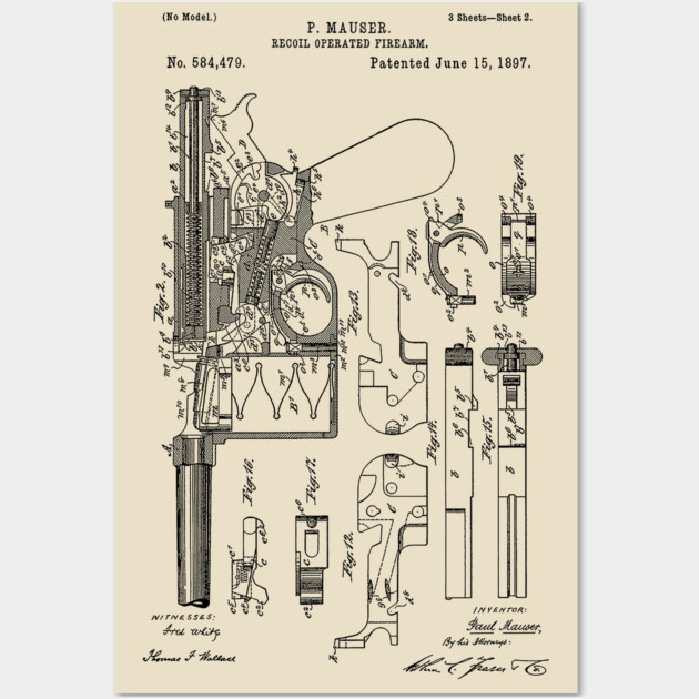 Mauser C96 Broomhandle Patent - Blueprints, Schematics, Gunsmith ...
