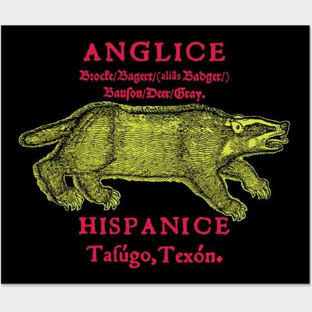 Bright Yellow Medieval Badger with Translations from year 1560 With ...