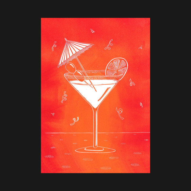 Cocktail Linocut in Orange - Cocktail - T-Shirt | TeePublic
