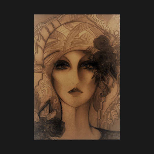 70S ART DECO DOLLY GIRL - Floral - T-Shirt | TeePublic