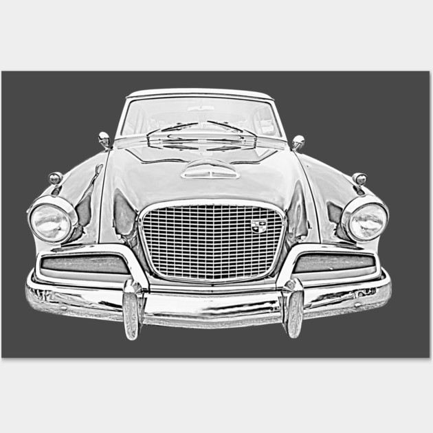 Studebaker Golden Hawk 1950s American classic car monochrome ...