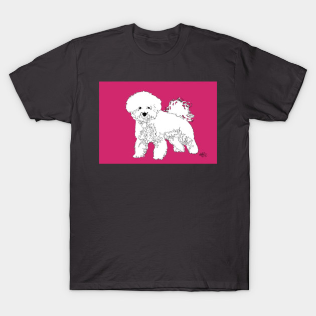 Bichon Frise on Deep Pink background 038 - Bichon Frise Gifts - T-Shirt ...