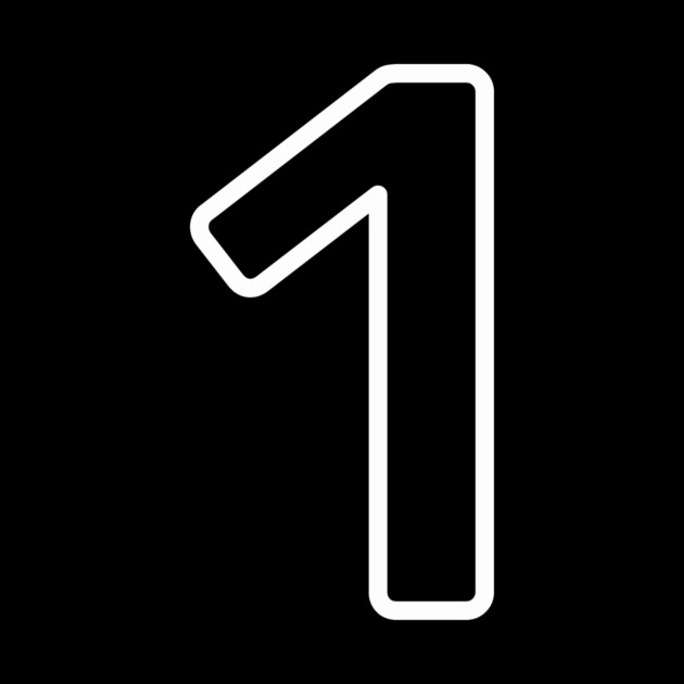 Simple White Number One Symbol - Outline - Number One - Pin | TeePublic