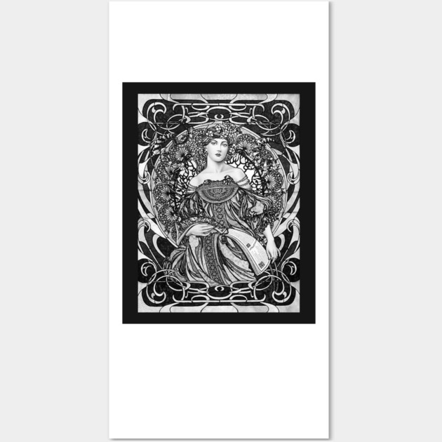 Alphonse Mucha Girl in Black and White Art Nouveau - Alphonse Mucha ...