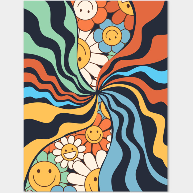 psychedelic 60s flower pattern