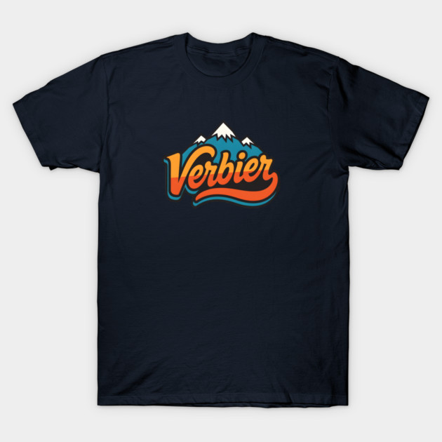 Verbier Inspired Ski Resort – Retro Alpine Script Logo - Verbier - T ...