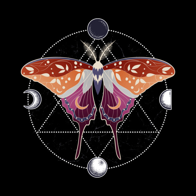 Lesbian Luna Moth Celestial Cottagecore LGBT Pride Flag - Lesbian - Pin ...