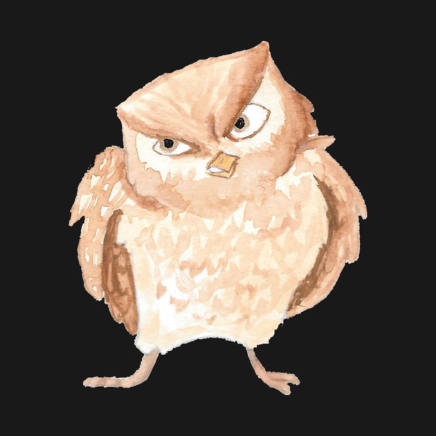 Grumpy Owl Watercolour Painting - Angry - Mug | TeePublic