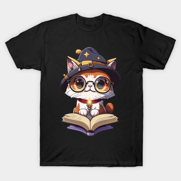Cute Magical Cat with a Spellbook - Adorable Magic Cat Cartoon - Magic ...