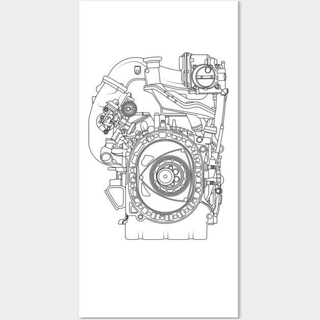 Mazda RX-7 FC FD RX-8 engine Vankel rotary engine blueprint - Mazda Rx ...