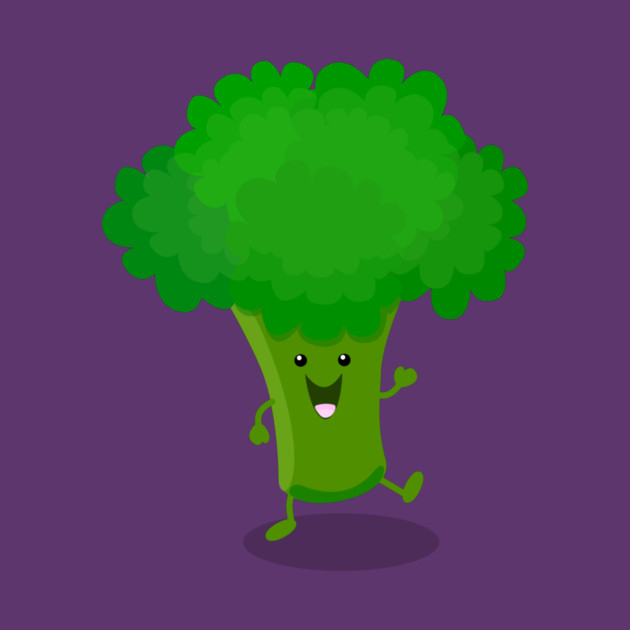 Cute kawaii dancing broccoli cartoon illustration - Broccoli - T-Shirt ...