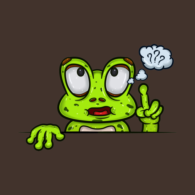 Frog Cartoon With Confused Face Expression - Frog - T-Shirt | TeePublic
