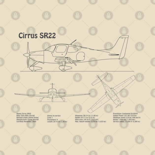 Cirrus SR22 - Airplane Blueprint - SDpng - Cirrus SR22 - Airplane ...