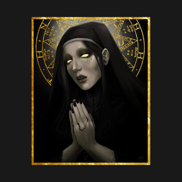 Devotion - Occult Nun with Demonic Sigil Halo - Devotion Nun Crying ...