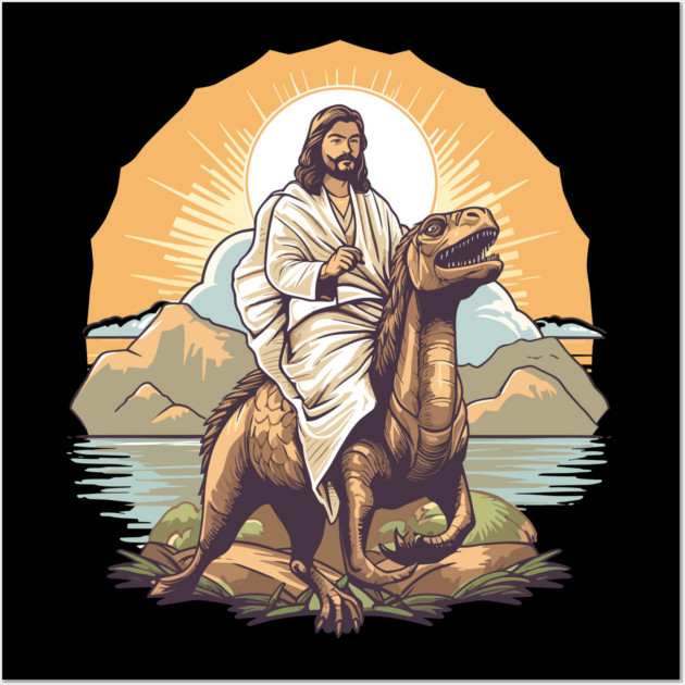 Jesus Christ on a Velociraptor Funny Dinosaur Meme - Jesus Christ ...
