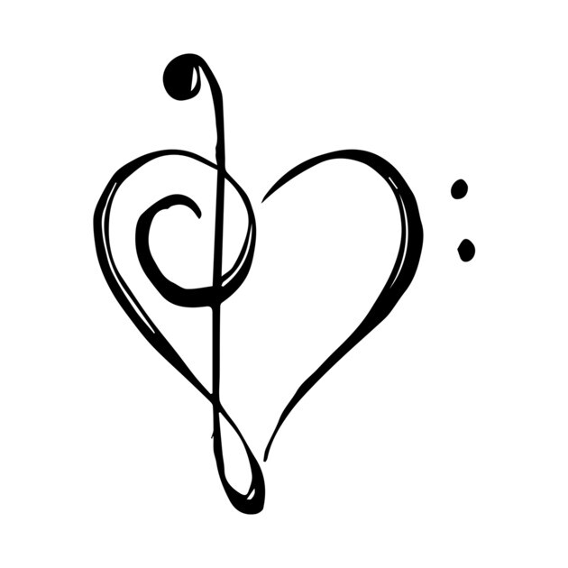 Love Music - Treble and Bass Clef Heart - black - Clef - T-Shirt ...