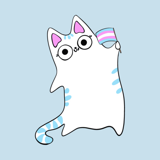 Trans Pride Flag Waving Purple Cat Queer LGBTQIA transgender ...