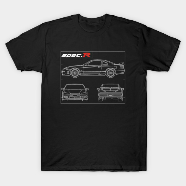 s15 spec r aero line art blue print drawing te37 - 240sx - T-Shirt ...