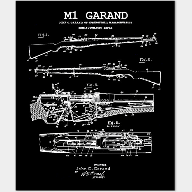 M1 Garand - World War 2 Weapon Blueprint Rifle - Ww2 Gift - Posters and ...
