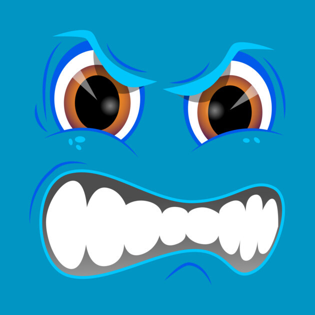 blue angry face