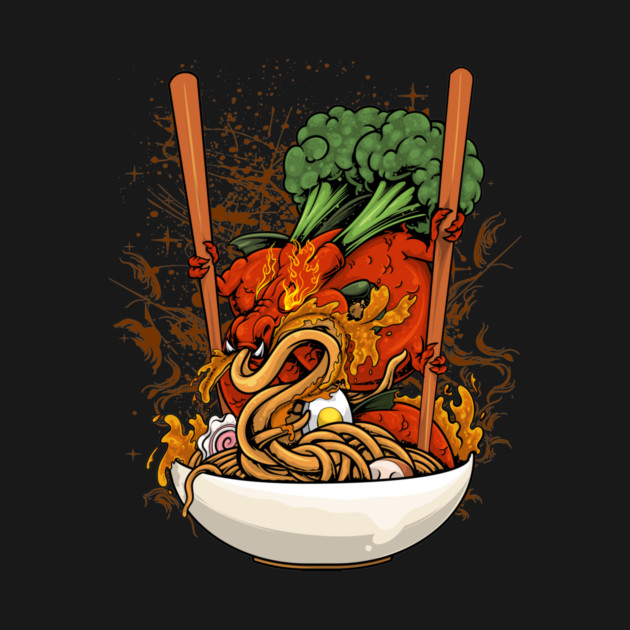 Spicy Ramen Demon | Funny Japanese Oni Noodle - Spicy Ramen Demon - T-Shirt | TeePublic