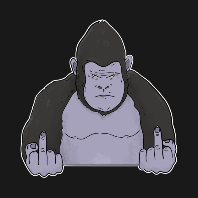 Grumpy Gorilla Holding Middle Finger - Middle Finger - T-Shirt | TeePublic