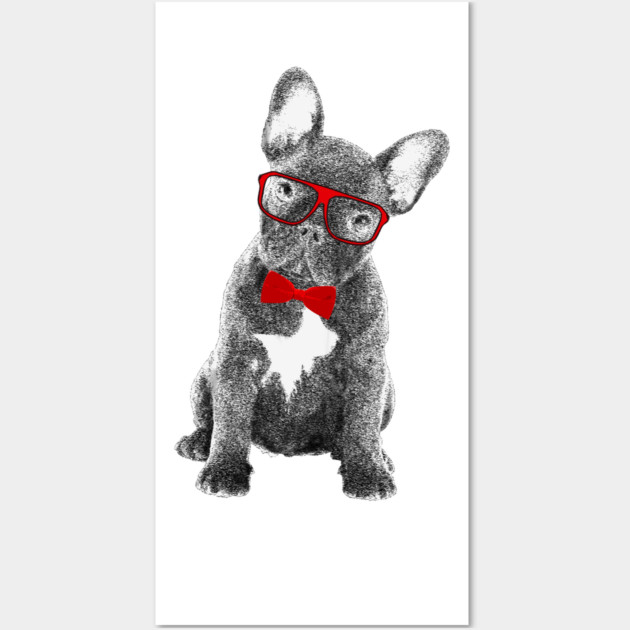 French Bulldog Red Ribbon & Glasses Frenchie Gift - French Bulldog ...