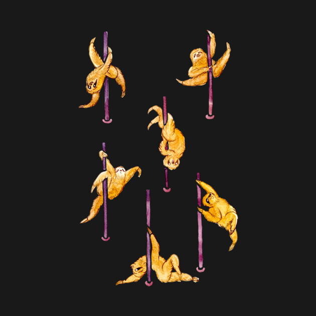 Sloth Pole Dancing Watercolor - Sloth - T-Shirt | TeePublic